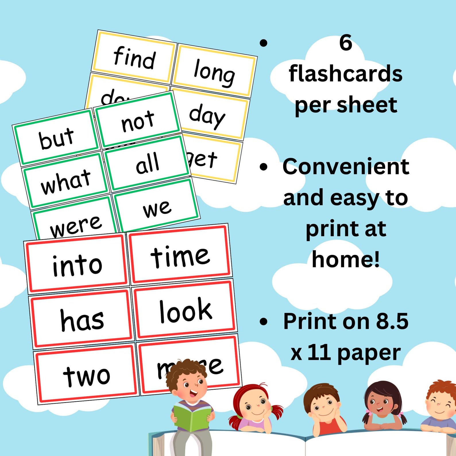 100 Printable Fry's First Hundred Sight Word Flashcards Kindergarten ...