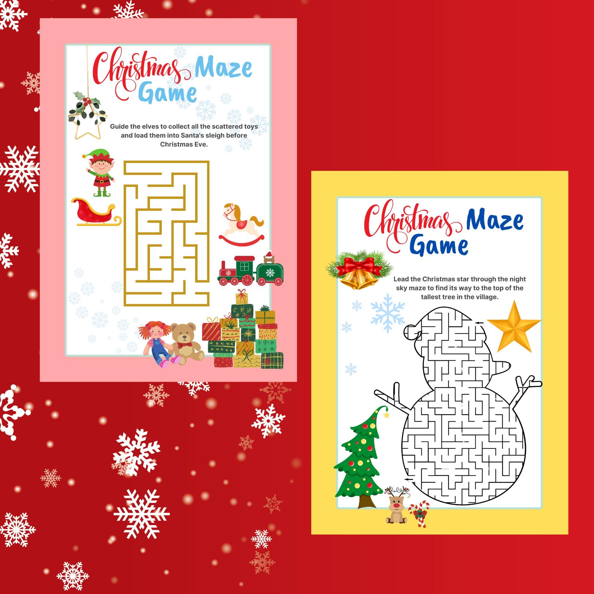 Printable Christmas Maze Bundle, Christmas Activity, Mazes for Kids ...