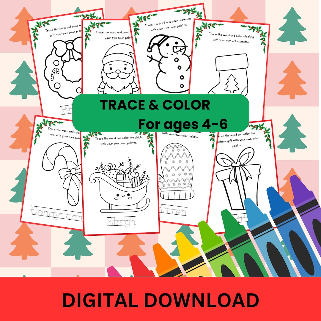 Easy Christmas Winter Coloring Activities, Kids Coloring & Tracing ...