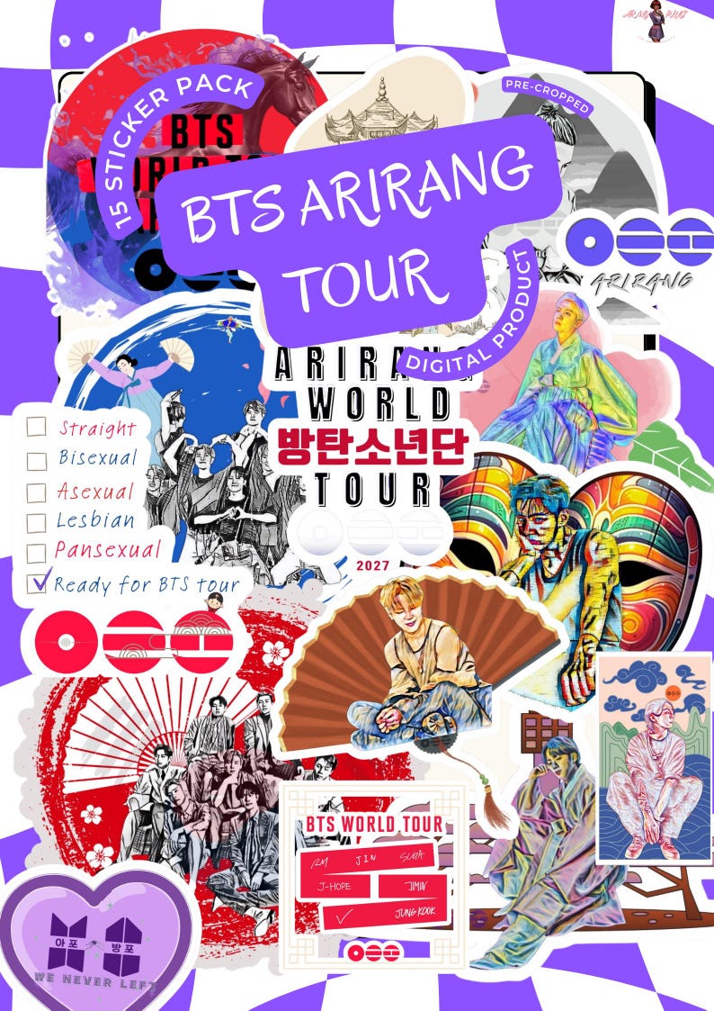 BTS ARIRANG TOUR Sticker Pack - Etsy