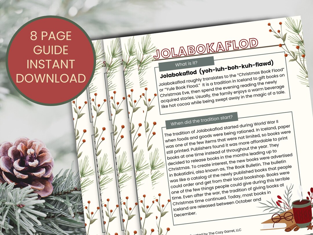 PRINTABLE Jolabokaflod Guide, Icelandic Christmas Tradition, Book ...