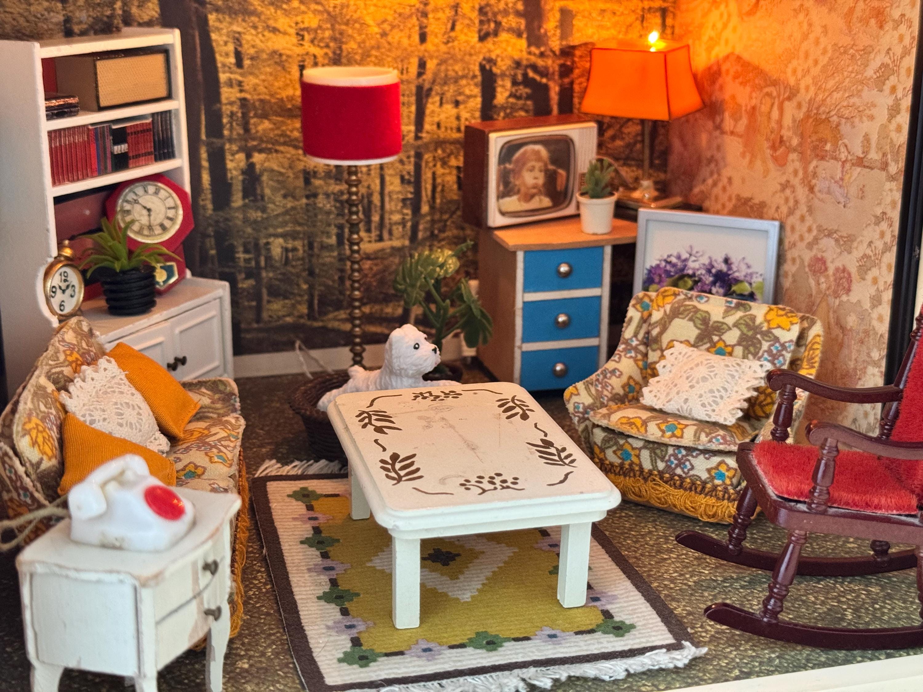 Vintage 1970s Lundby Dollhouse Living Room – Retro Miniature Furniture ...