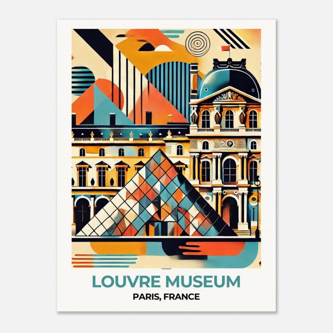 Contemporary Louvre Museum Wall Art Modern Landmark Print for Home ...