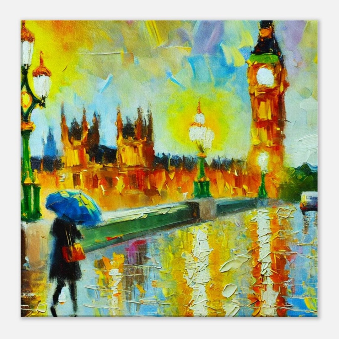 Big Ben & Westminster Bridge in Rain Vibrant London Cityscape With ...