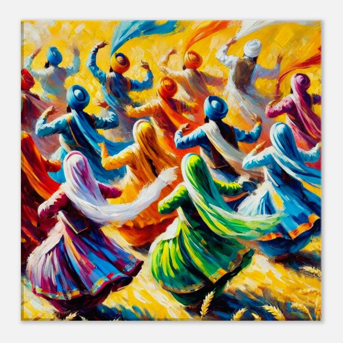 Vibrant Folk Dance in Motion Colorful Bhangra and Giddha Canvas Print ...
