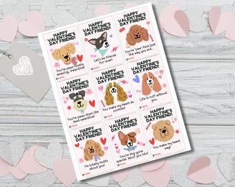 Dog Valentine's Day Cards, Puppy Valentines Cards, Printable Classroom ...