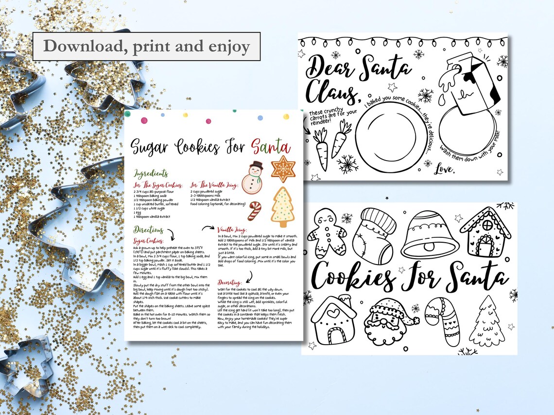 Santa Cookie Tray Placemat | PRINTABLE Christmas Placemat for Kids ...