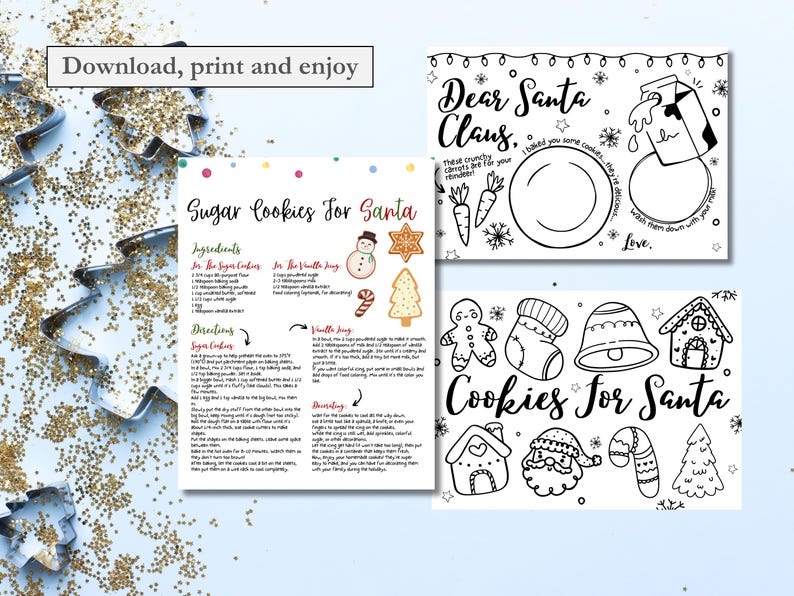 Santa Cookie Tray Placemat | PRINTABLE Christmas Placemat for Kids ...