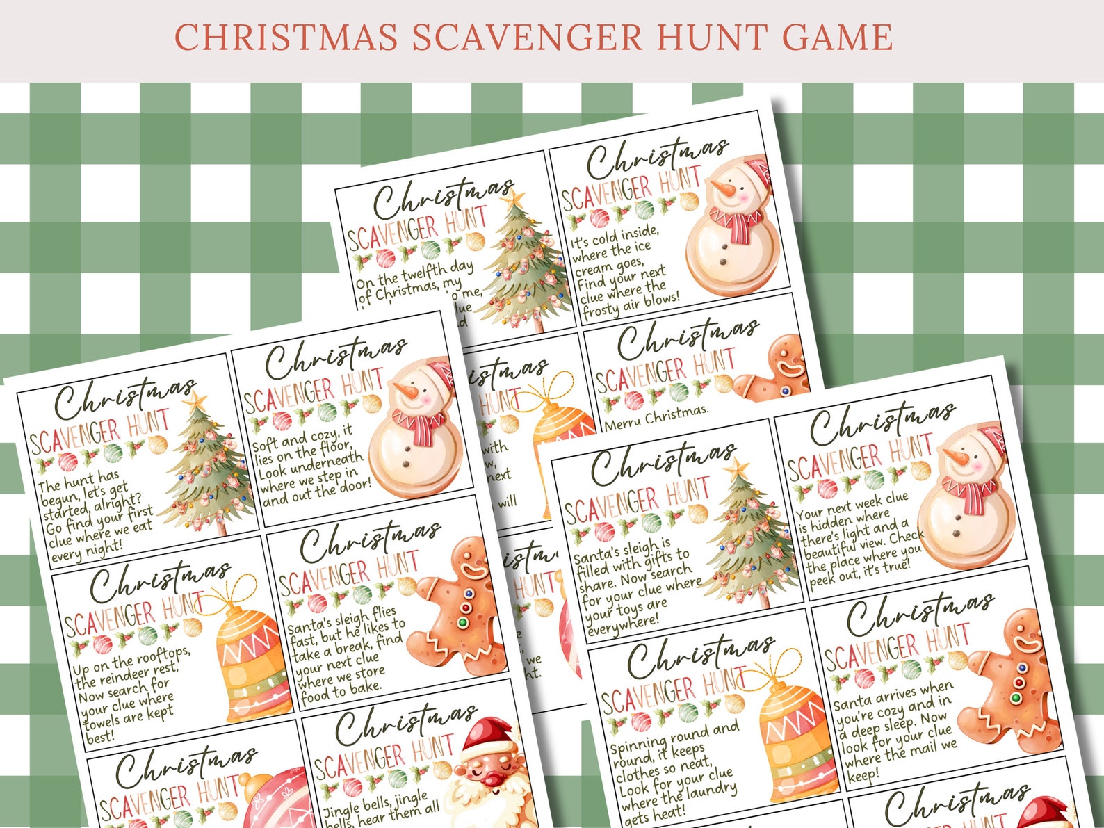 Christmas Scavenger Hunt Cards, Printable Christmas Games, Party Games ...