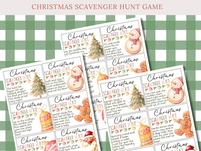 Christmas Scavenger Hunt Cards, Printable Christmas Games, Party Games ...