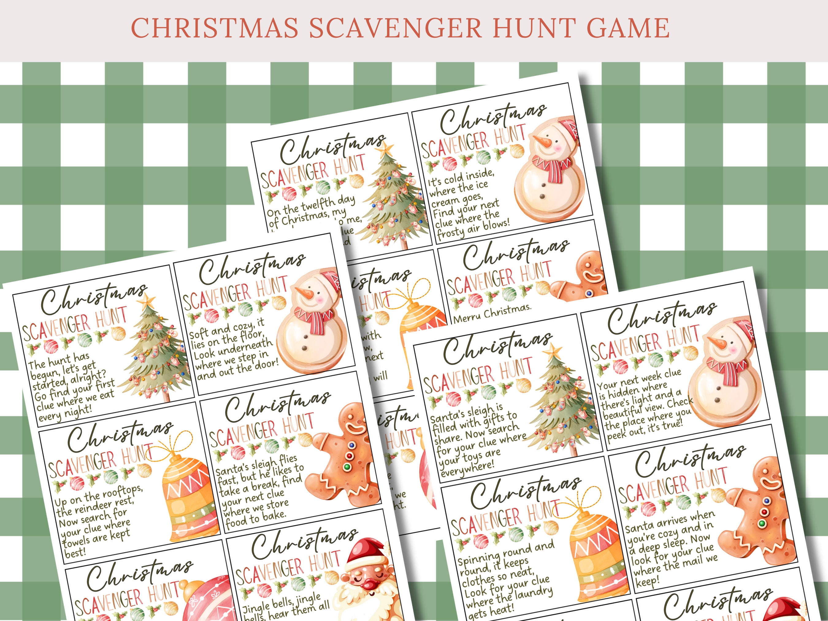 Christmas Scavenger Hunt Cards, Printable Christmas Games, Party Games ...