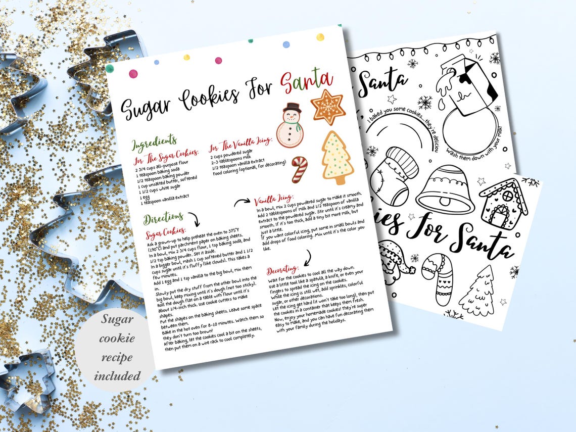 Santa Cookie Tray Placemat | PRINTABLE Christmas Placemat for Kids ...