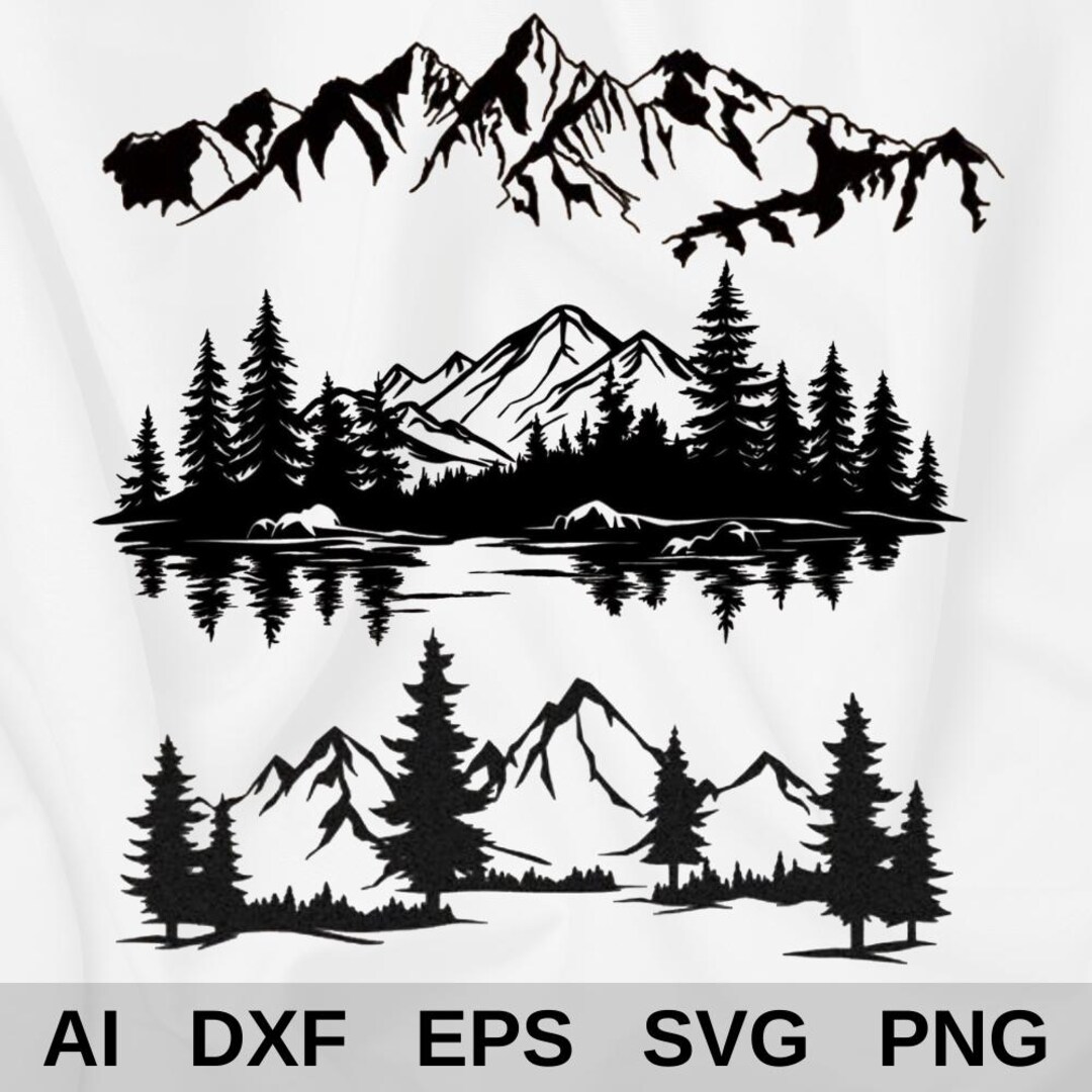 10 Mountain Design, Mountain Laser Cut Svg, Dxf, Eps, Ai, Png, Metal ...
