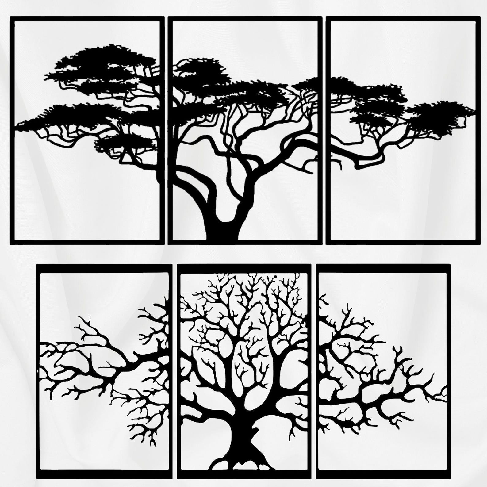 10 Nature Panels DXF for Laser, Water Jet Cutting, Tree Mountain Wall ...