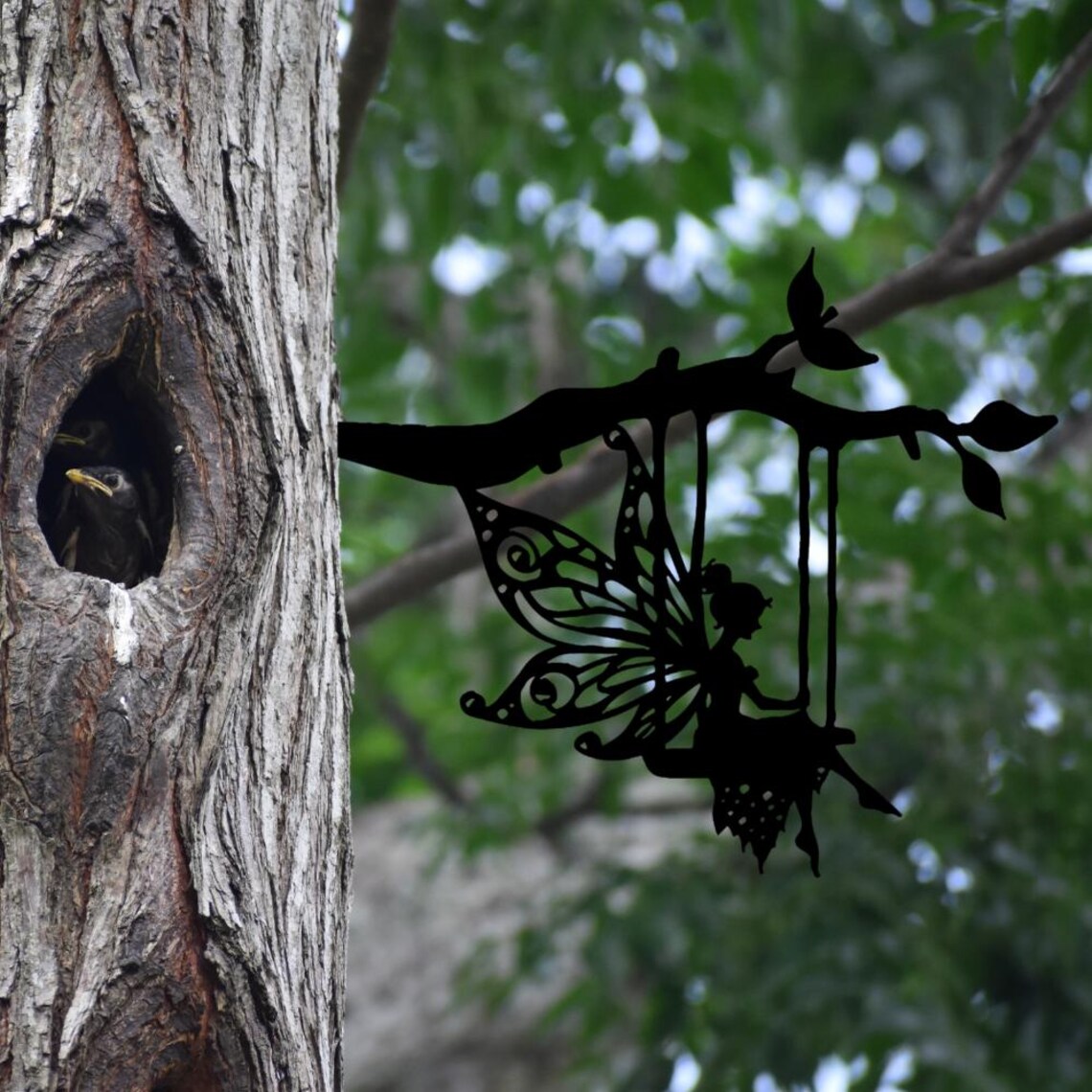 Fairy on a Swing Tree, Magical Yard Decor DXF, EPS, SVG Png, Ai Bundle ...