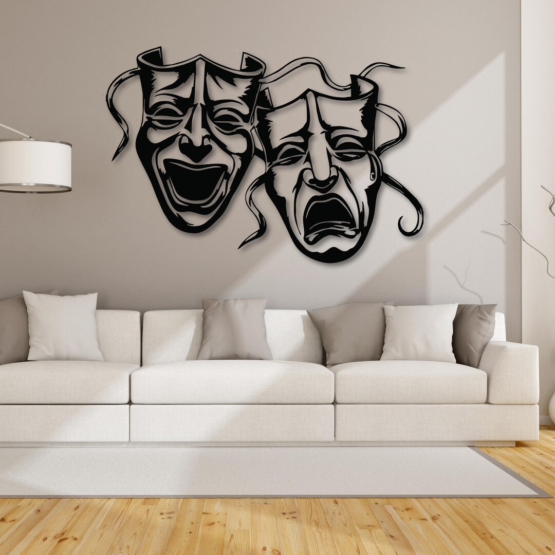Theatrical Masks DXF, AI, EPS, Svg, Png Files |wall Art | Cut File for ...