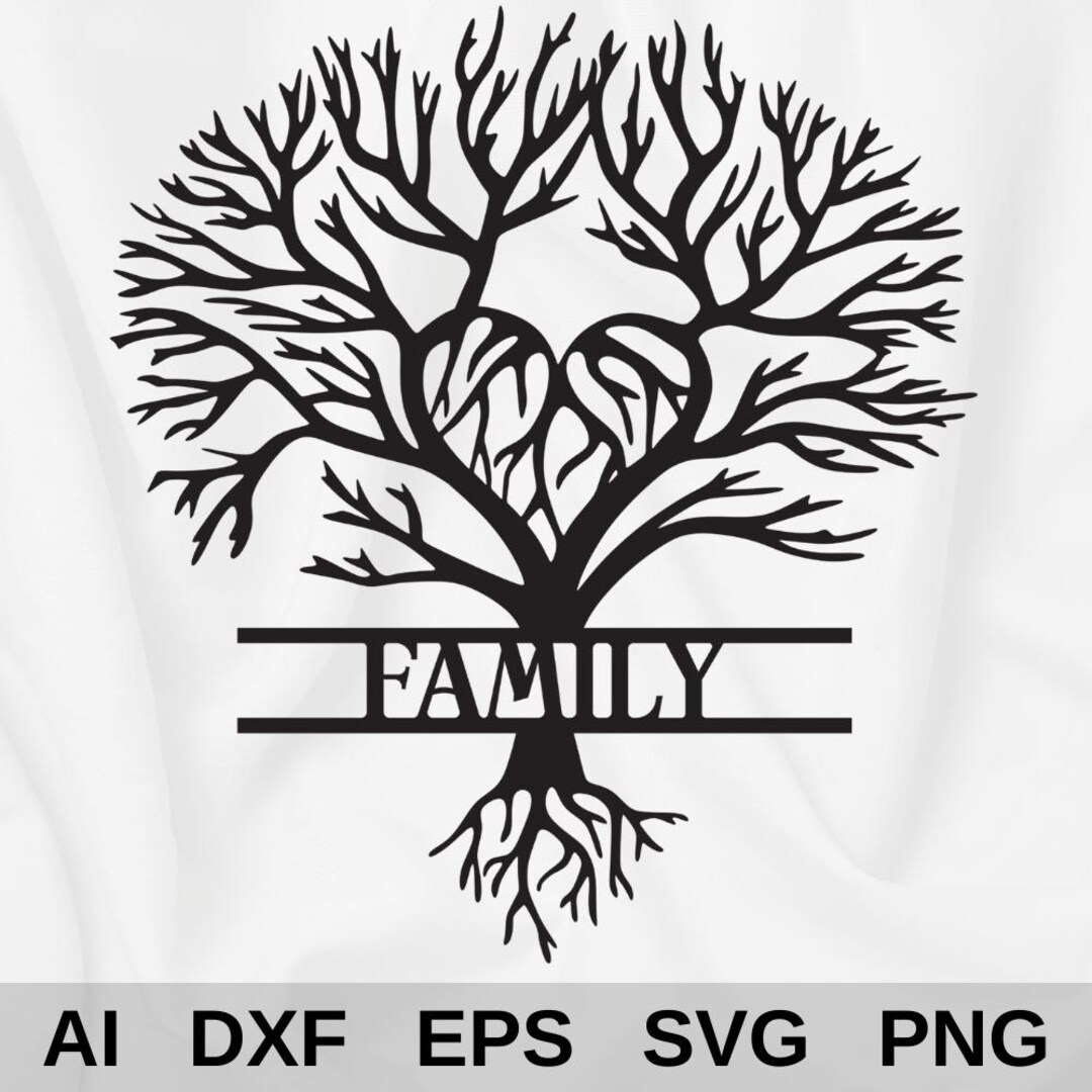 Family Tree Wall Art – Rustic & Elegant Design DXF, EPS, Png, Ai SVG ...