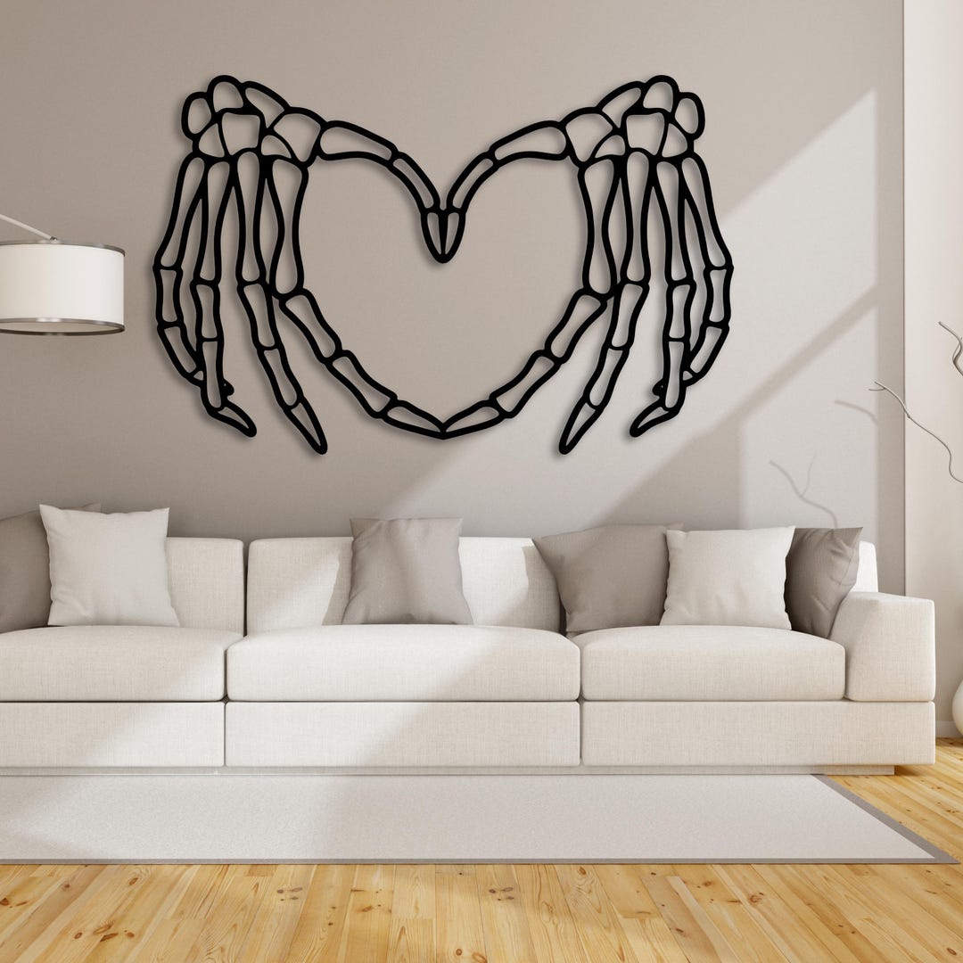Heart Skeleton Hands Decor, Laser Cut Vector File (svg, Dxf, Eps, Png ...