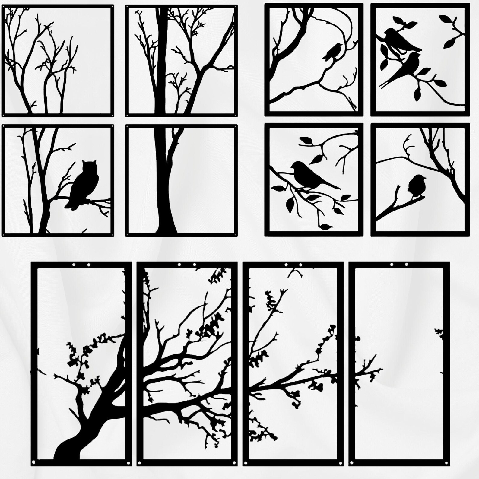 10 Nature Panels DXF for Laser, Water Jet Cutting, Tree Mountain Wall ...