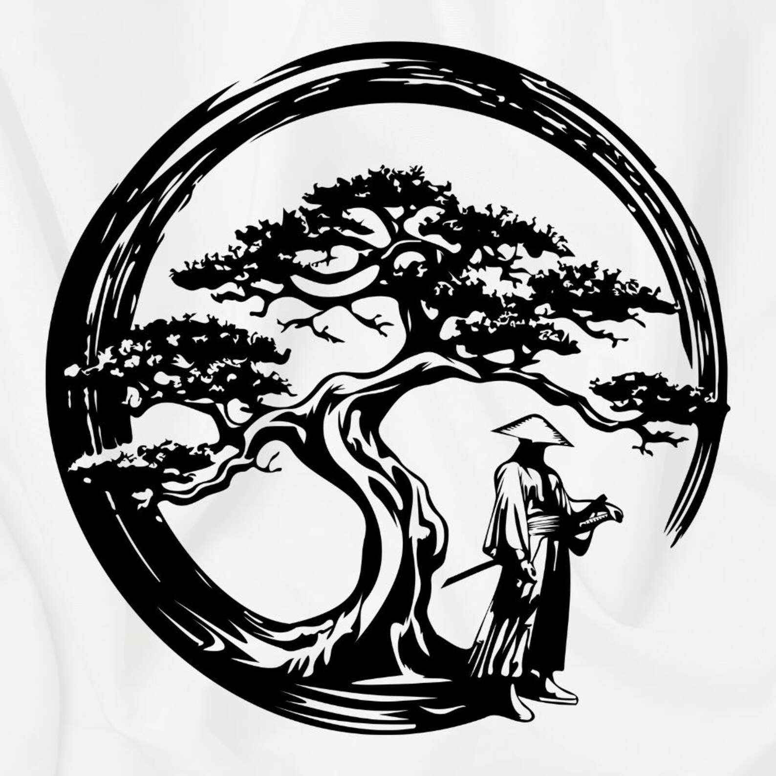 Samurai Silhouette With Tree Decor DXF, EPS, Png, Ai SVG Bundle Files ...