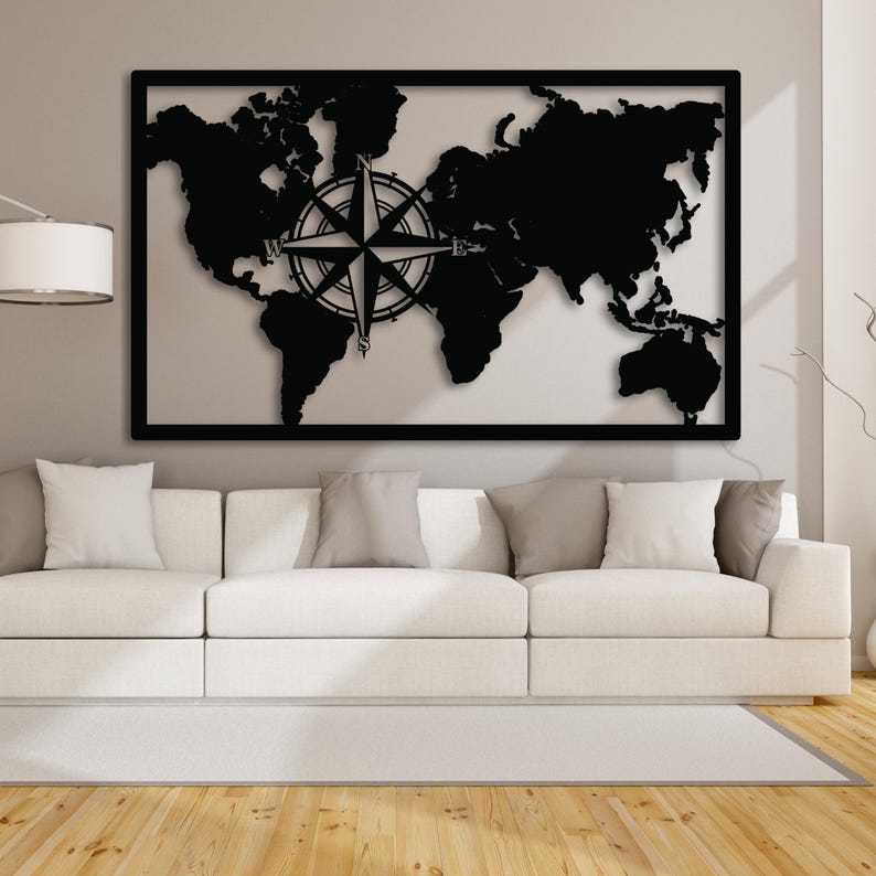 World Map DXF, AI, EPS, Svg, Png Files | Wall Art | Cut File for Cnc ...