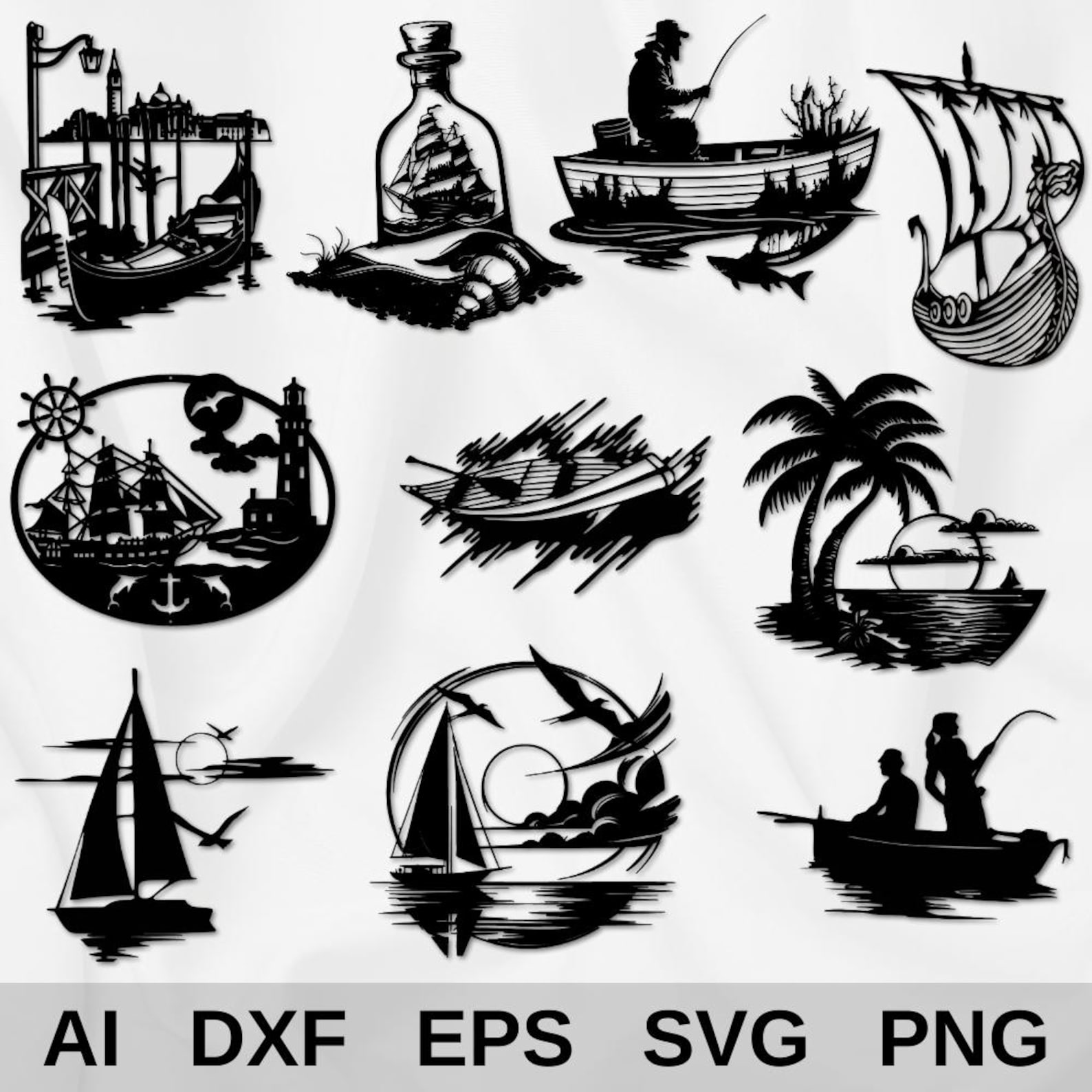 10 High-quality Boat, Ship and Fisherman Laser Cut Files | Ready-to-cut ...
