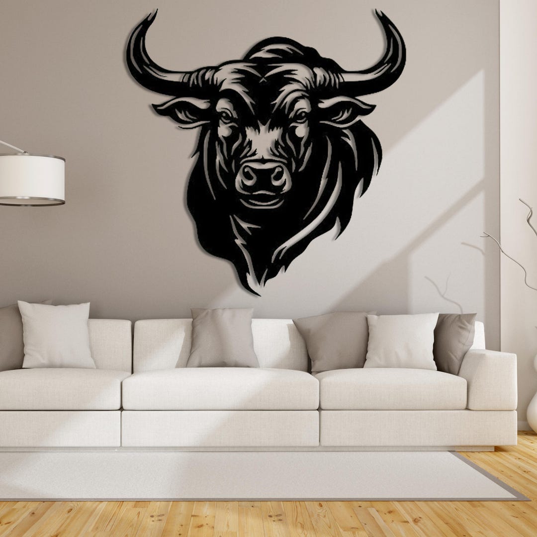 Bull DXF, AI, EPS, Svg, Png Files | Bull Head Wall Art | Cut File for ...
