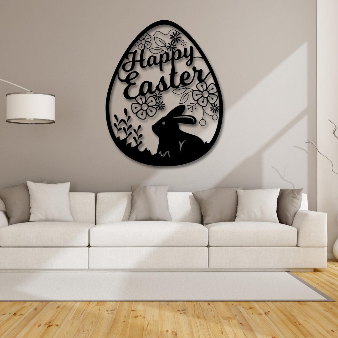 Happy Easter Egg Wall Art Decor, SVG, DXF, EPS, Png, Ai Files, Leather ...