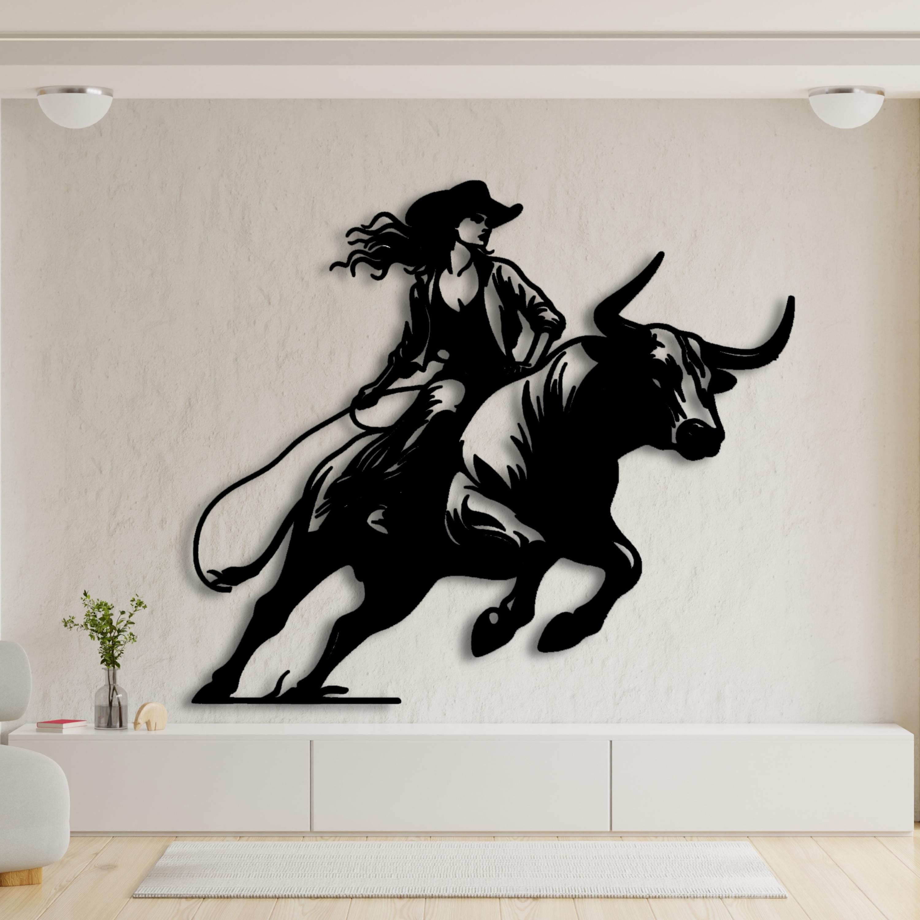 Cowboy and Bull Laser Cut DXF, SVG, EPS, Png Files, Vector File, High ...