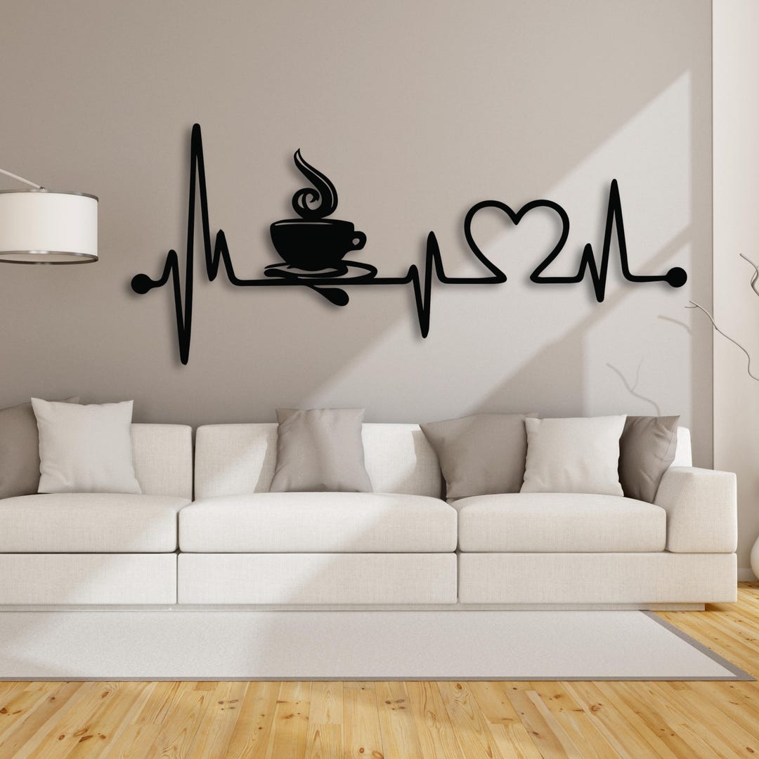 Coffee Heartbeat SVG, Coffee Lover Clipart, Coffee Cup Line Art ...