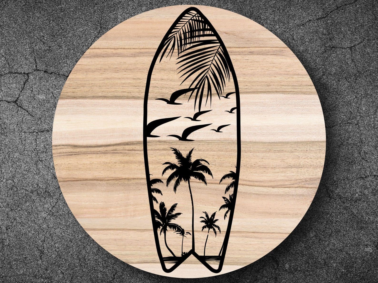 Surfboard Laser Cut Files | Tropical Beach Wall Art (svg, Dxf, Eps, Ai ...