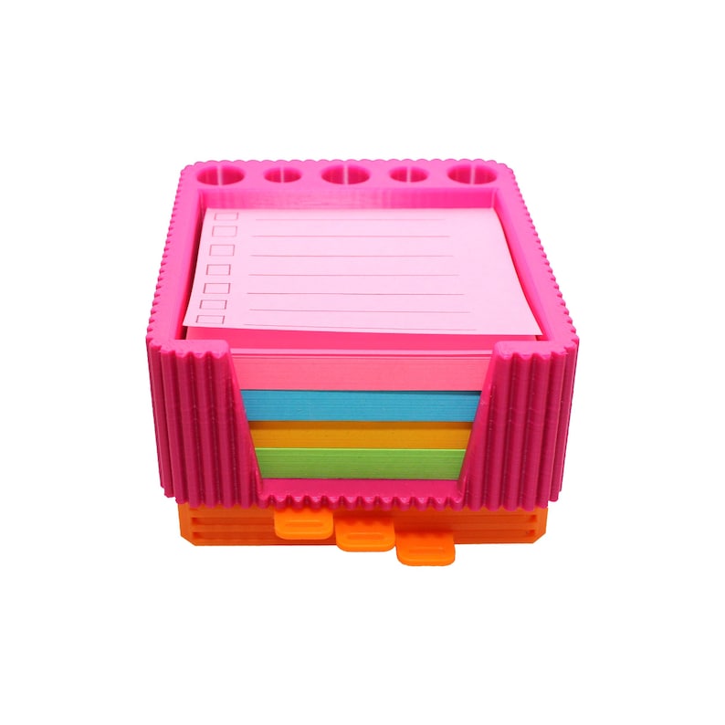 Modern Minimalist Sticky Note Holder W/ Stencils & Built-in Storage ...