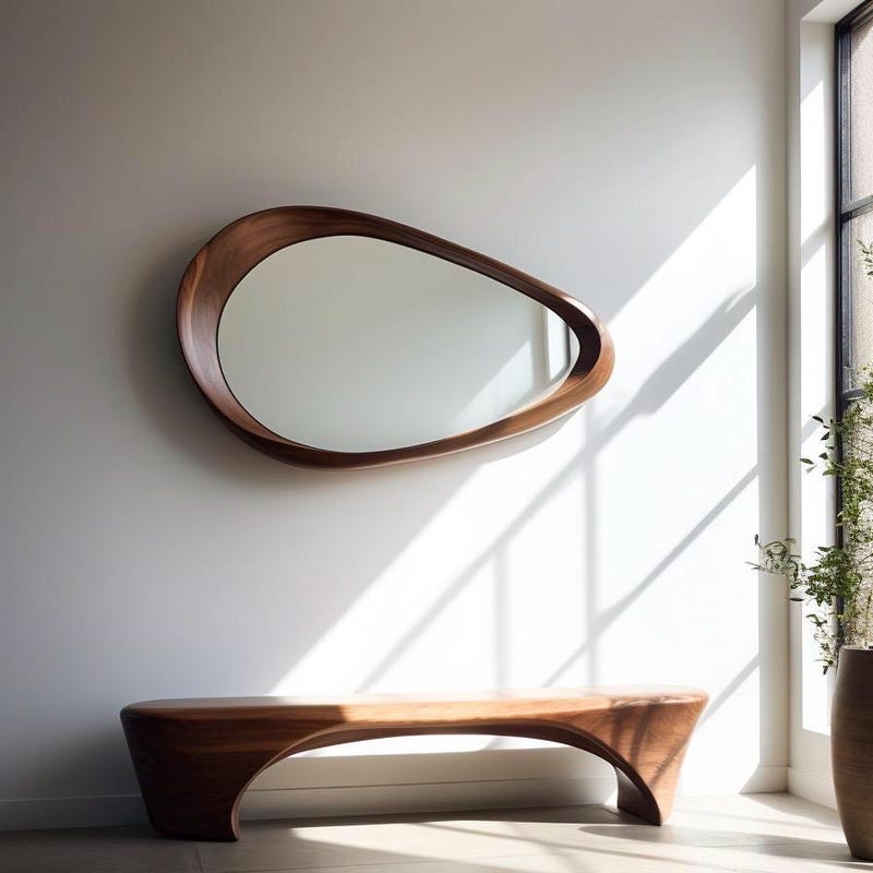 Asymmetrical Wooden Mirror - Etsy