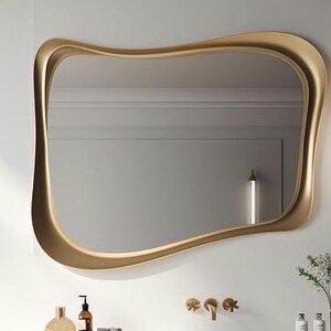 MDF Wooden Gold Veneer Framed Asymmetrical and Irregular Modern Home ...