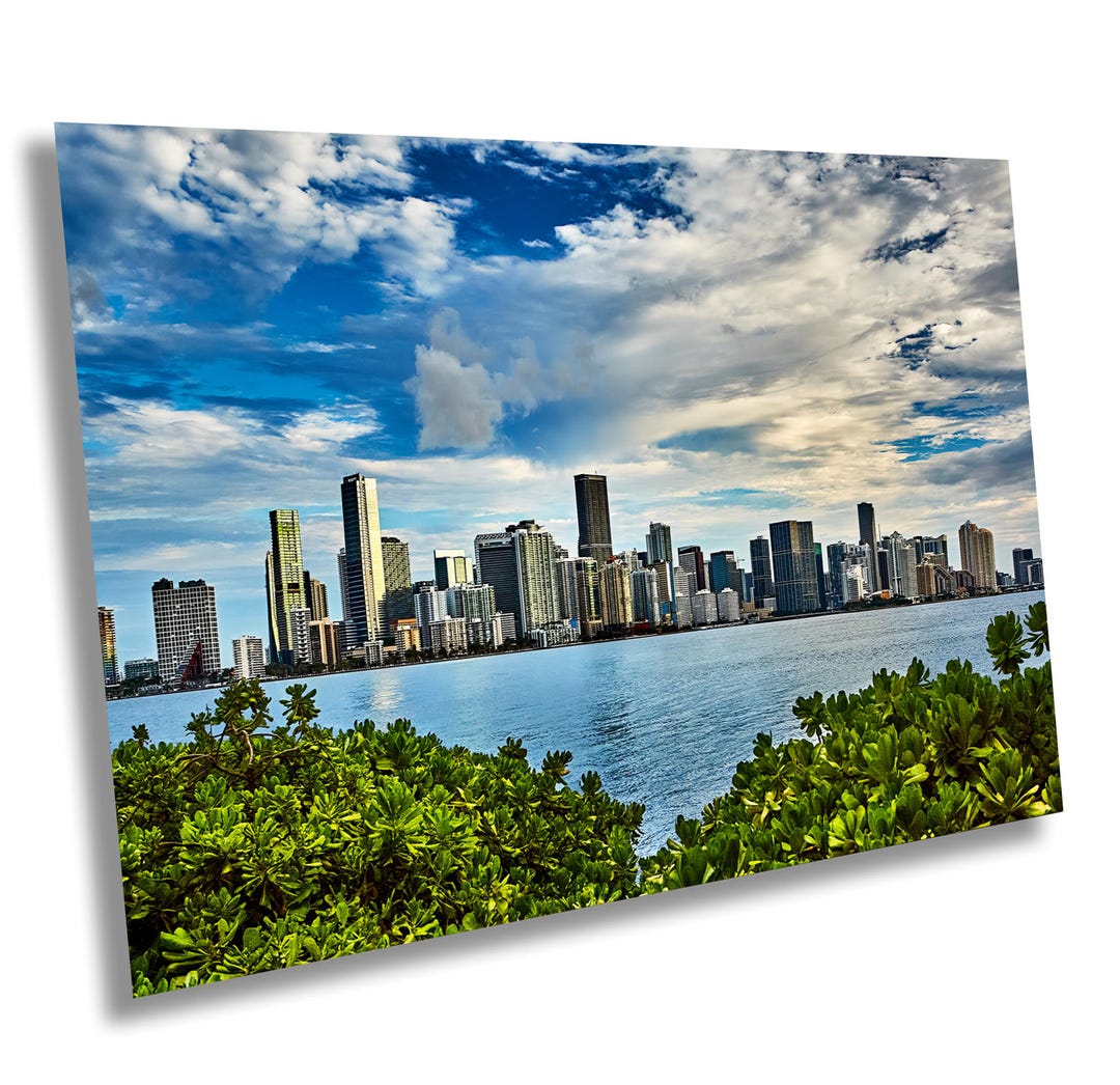 Beautiful Miami Skyline With Lush Greenery and Vibrant Sky – Cityscape ...