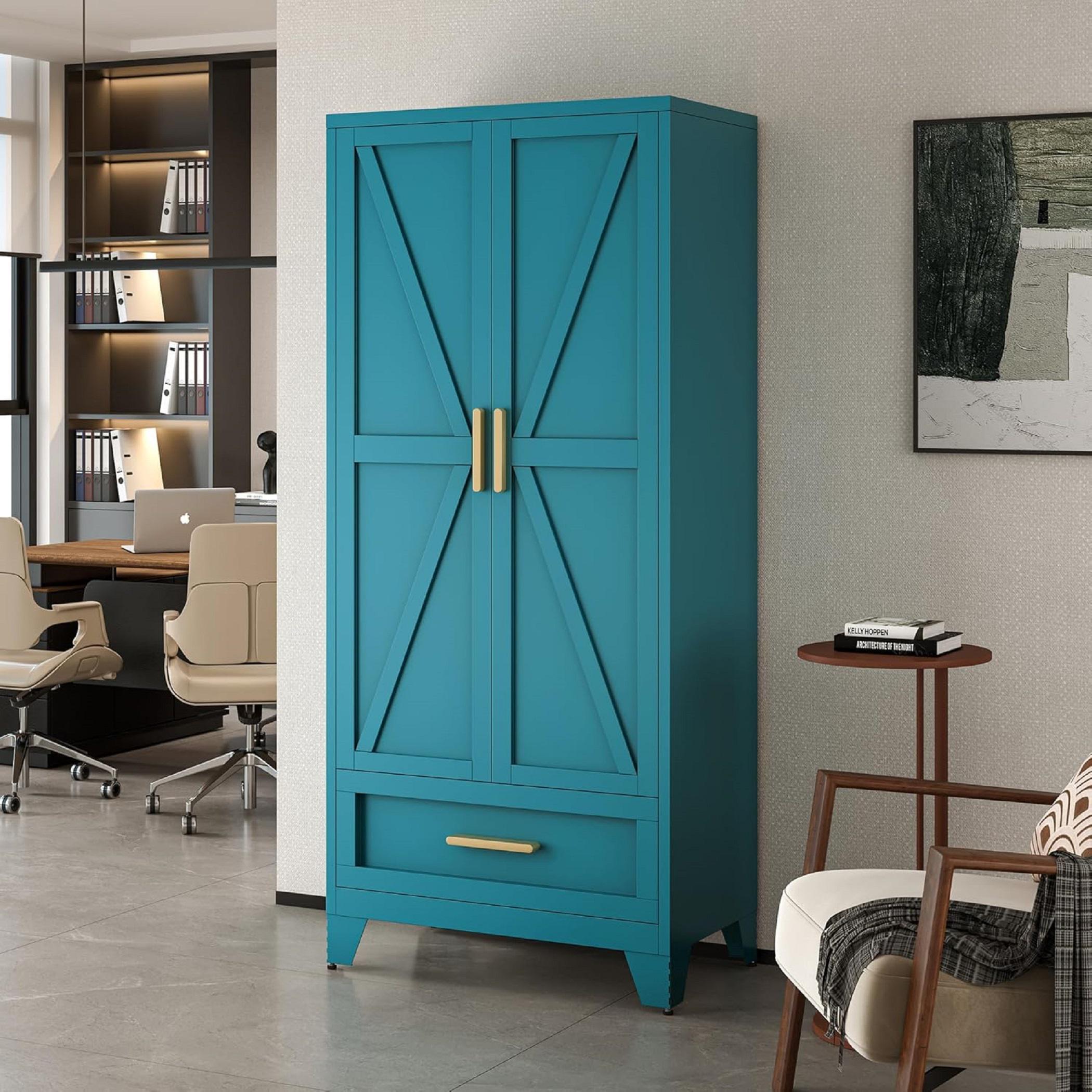 71 Inch Wardrobe Tall Metal Wardrobe Closet Metal Closet With Rod ...