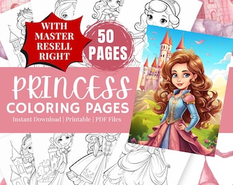 Magical Princess Printable Coloring Pages | 50 Pages | Instant Download ...