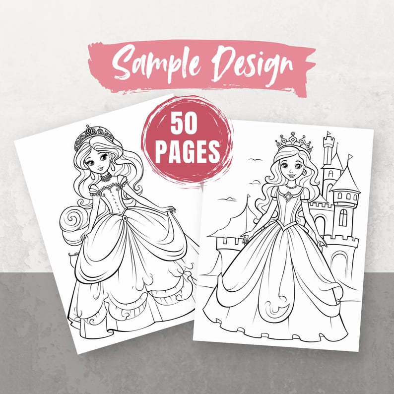 50 Pages Princess Coloring Pages 50 Printable Pages Fun for Kids ...