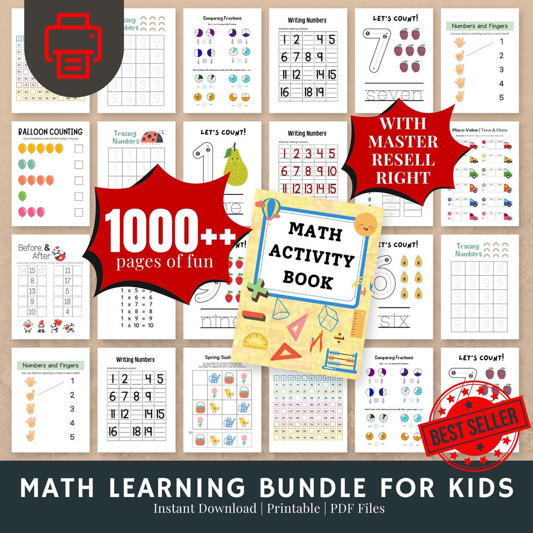 PLR Math Learning Bundle for Kids | 1000+ Printable Pages | Preschool ...