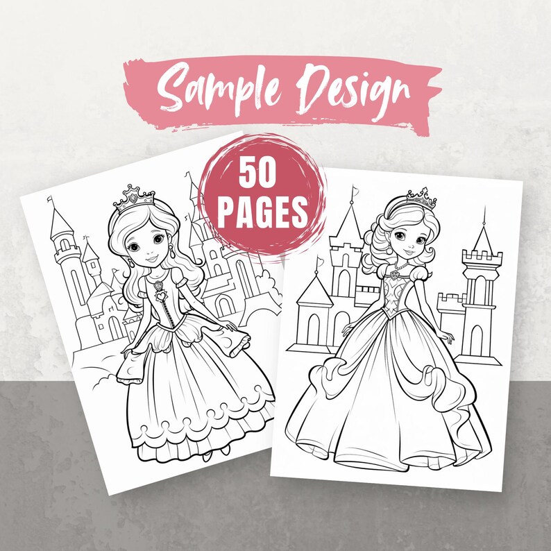 50 Pages Princess Coloring Pages 50 Printable Pages Fun for Kids ...