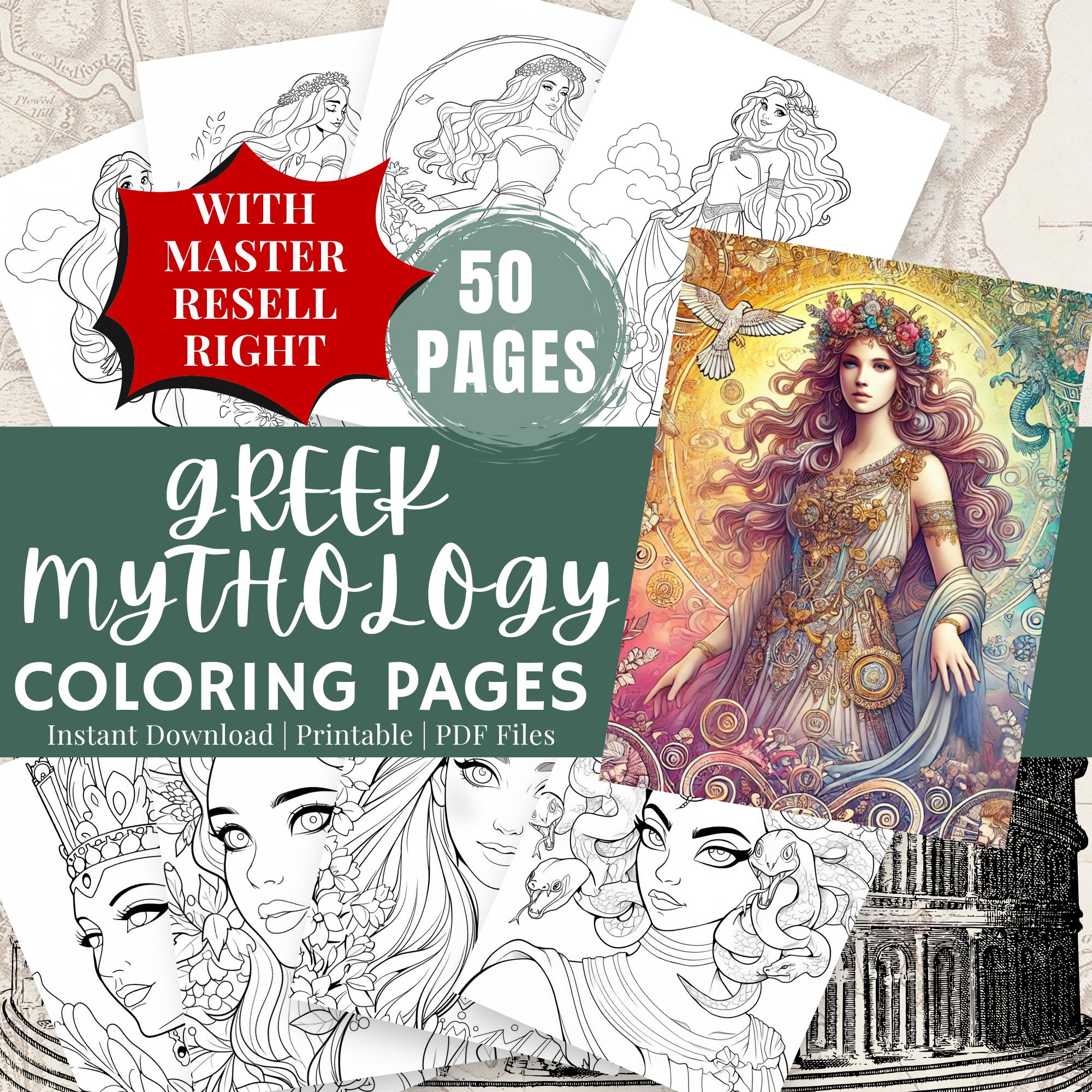 PLR 50 Pages Greek Mythology Coloring Pages Printable Pages Printable ...