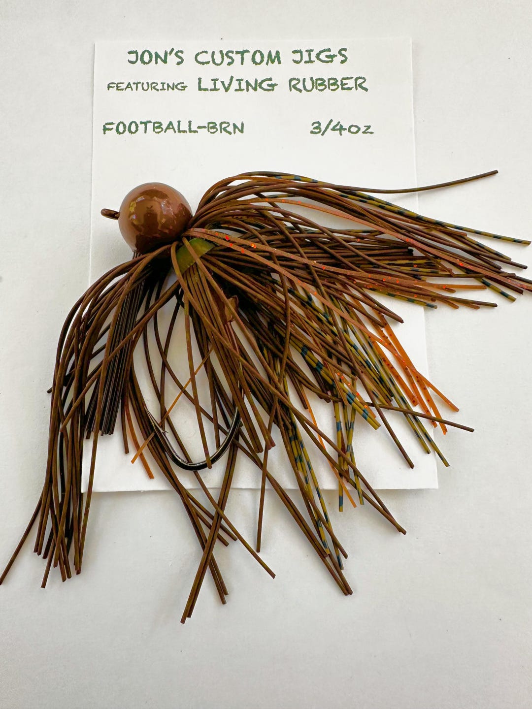 Jon's Custom Fishing Jigs Featuring Living Rubber 4-pack FOOTBALL HEAD ...