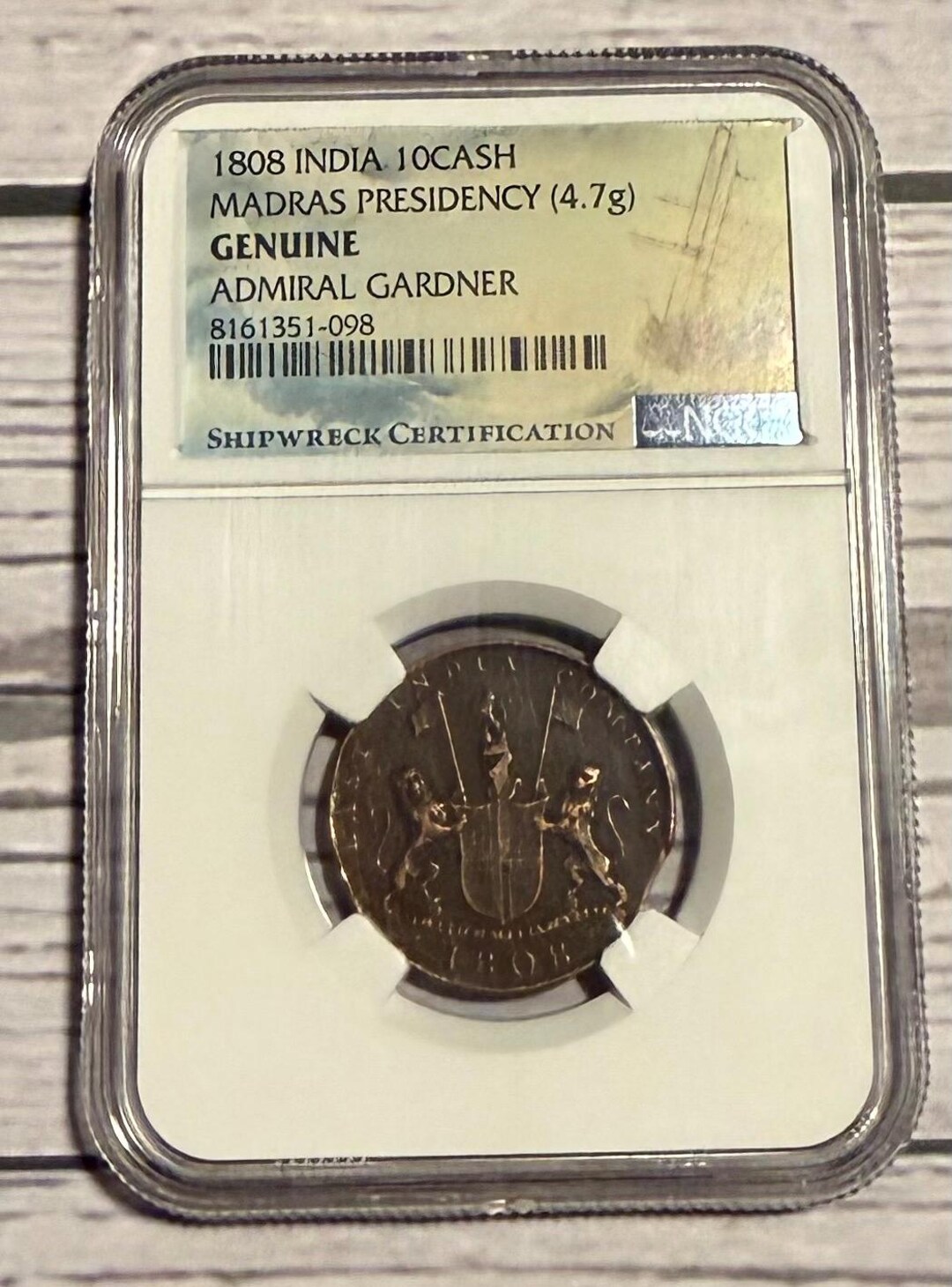 1808 India 10 Cash Madras Presidency - Admiral Gardner Coin (4.7g) - Etsy