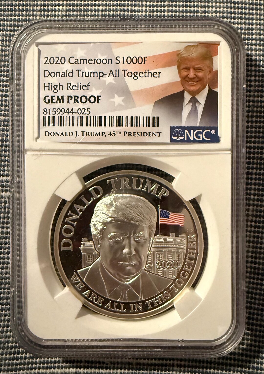 2020 Cameroon S 1000F Donald Trump-all Together High Relief Silver. NGC ...
