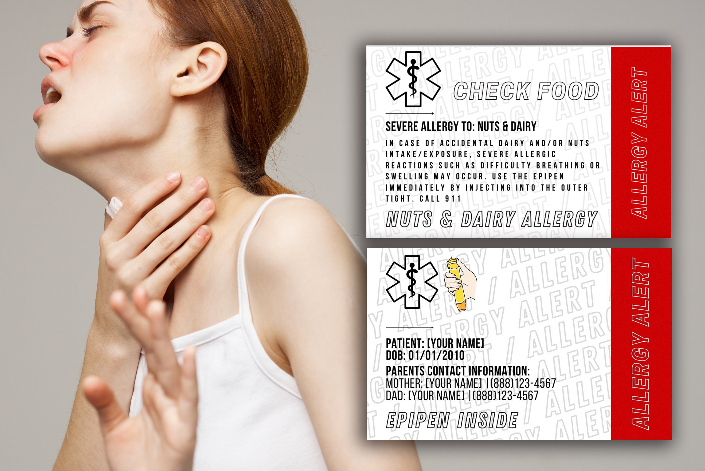 Personalized Allergy Alert Card for Kids 10 Food Allergies to Select ...