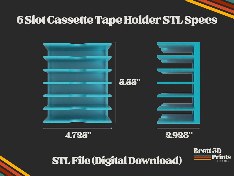 6-slot Cassette Tape Holder STL – Digital Download – 3D Printable ...