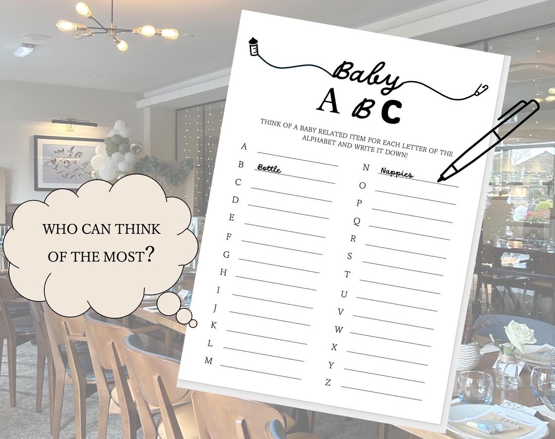 Baby A B C Baby Shower Game Guessing Game to Download Baby Items Game ...