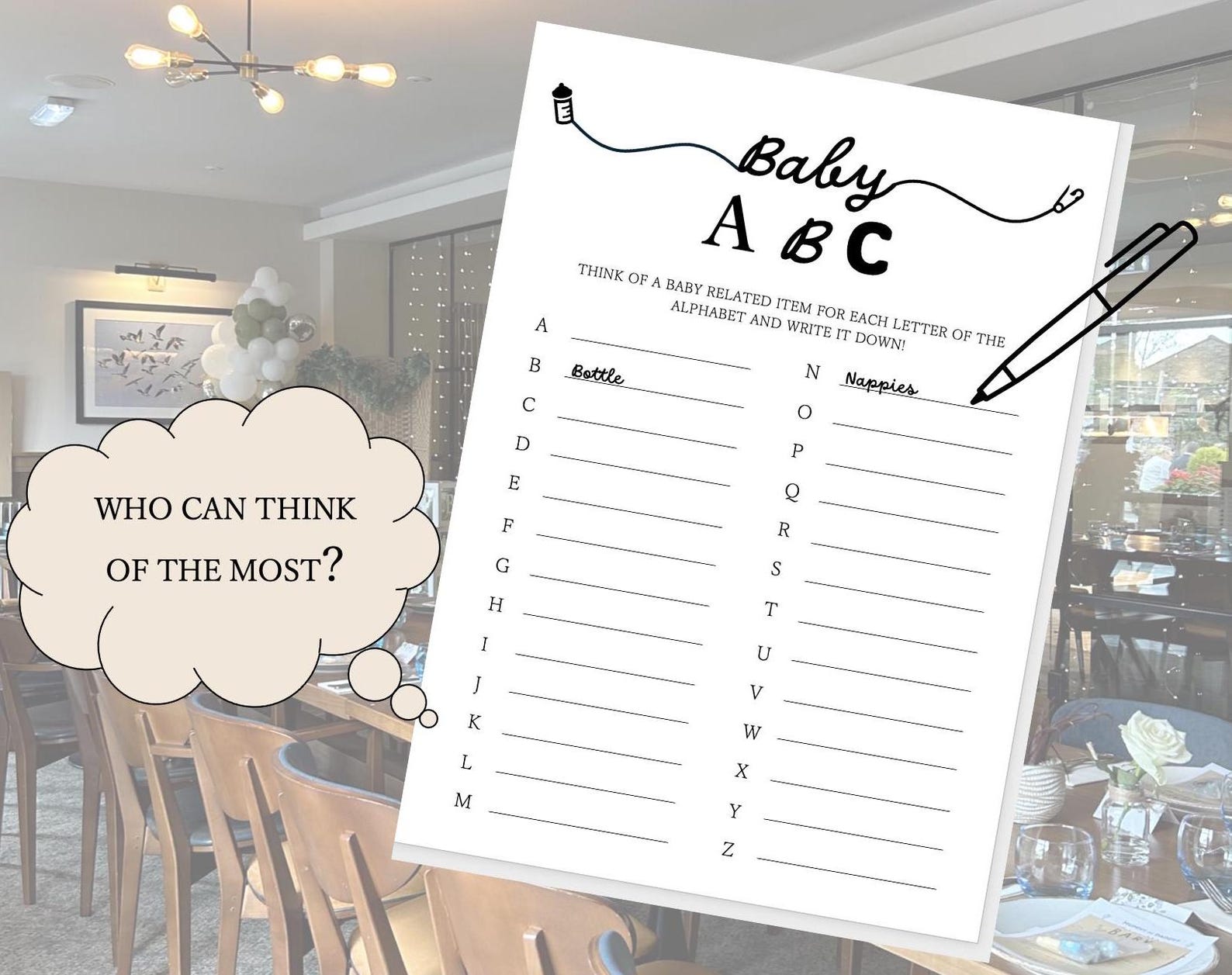 Baby A B C | Baby Shower Game! Guessing Game to Download | Baby Items ...