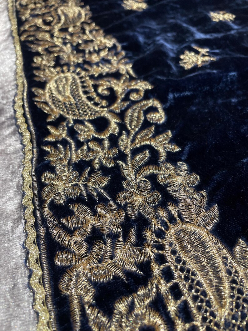Blue Embroidered Velvet Shawl, Elegant Bridal Wedding Shawl - Etsy