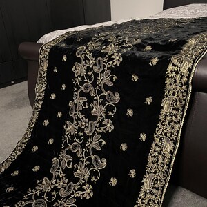 Black Embroidered Velvet Shawl, Bridal Wedding Gift - Etsy